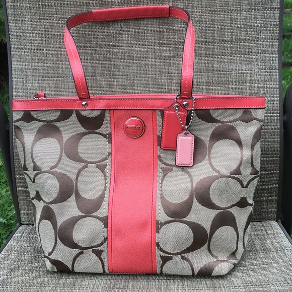 Coach | Bags | Coach Signature Stripe Tote Bag Shouder Bag F295 | Poshmark